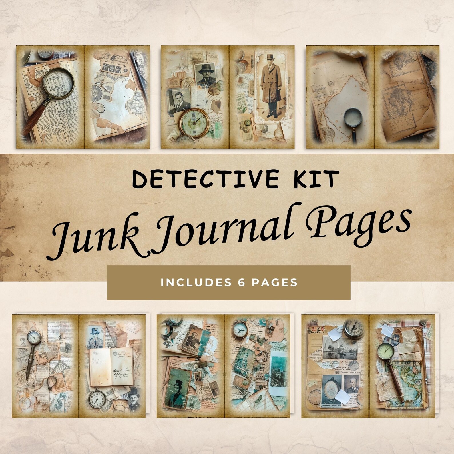 Detective Junk Journal Kit ,printable, Crime Junk Journal, Digital ...