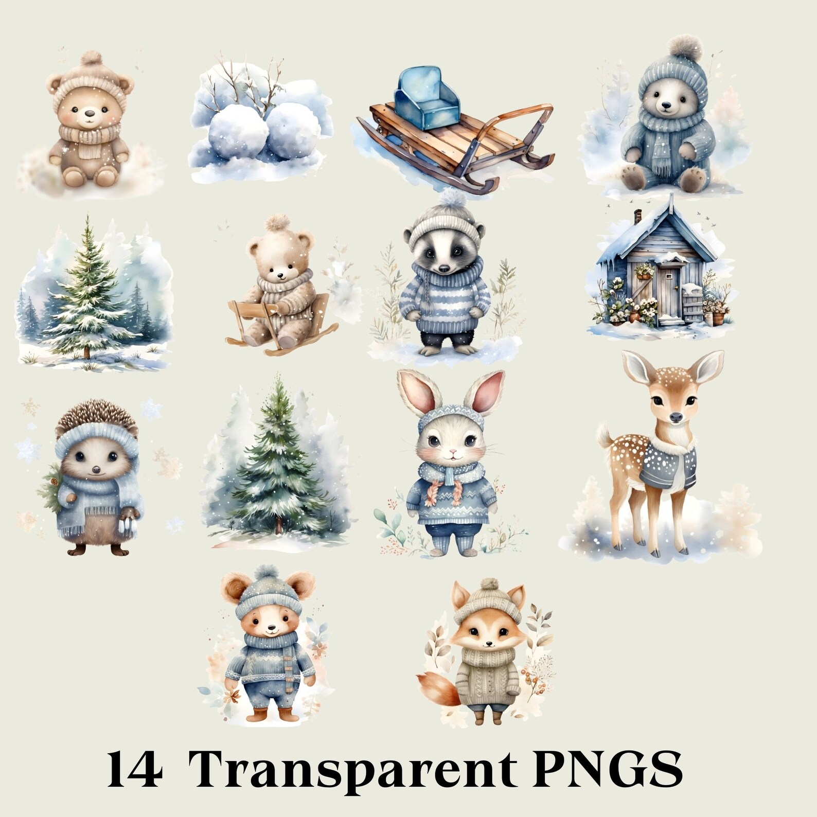 Watercolor Winter Clipart, Christmas Clipart, Christmas Watercolor ...