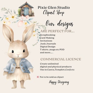 Cute Easter Bunny Clipart, DIGITAL DOWNLOAD, Pastel Watercolor Spring ...