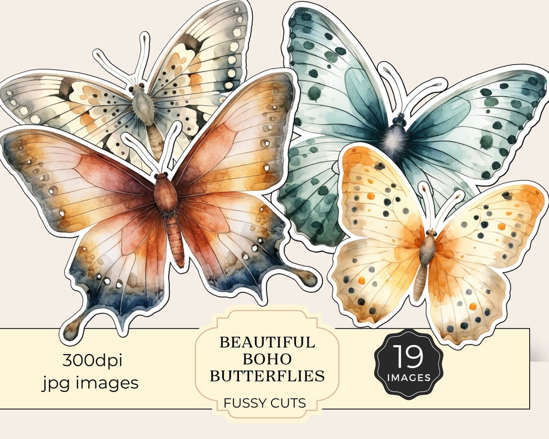 Fussy Cut Butterfly,junk Journal, Floral, Boho Butterflies, Butterfly ...