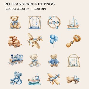 Baby Boy Toys Clipart, Baby Shower Set, Nursery, Newborn | Instant ...