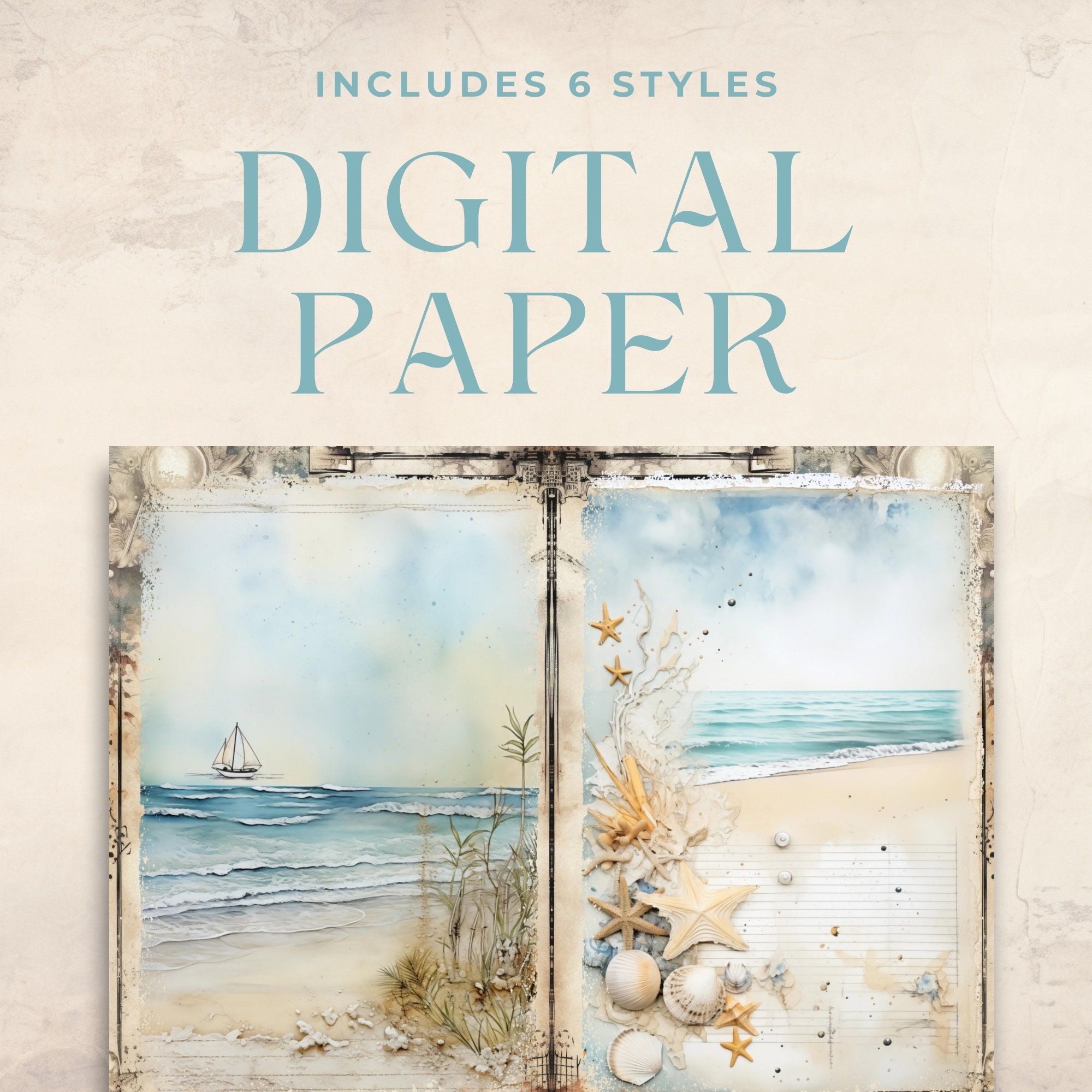 Beach Days Junk Journal Papers, Ocean Junk Journal Kit, Digital Summer ...