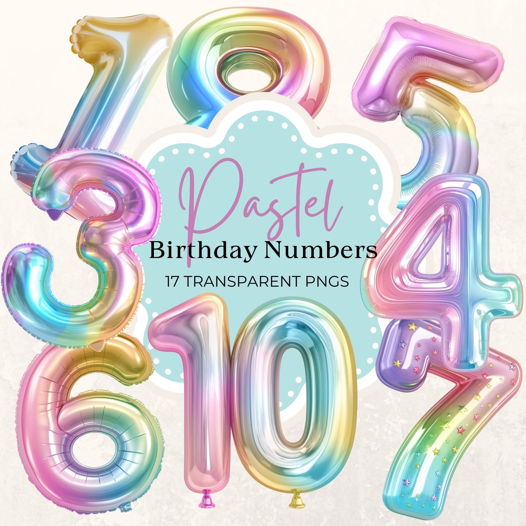 Pastel Rainbow Balloons Clipart,numbers 1 to 10 , Birthday Decor , Baby ...