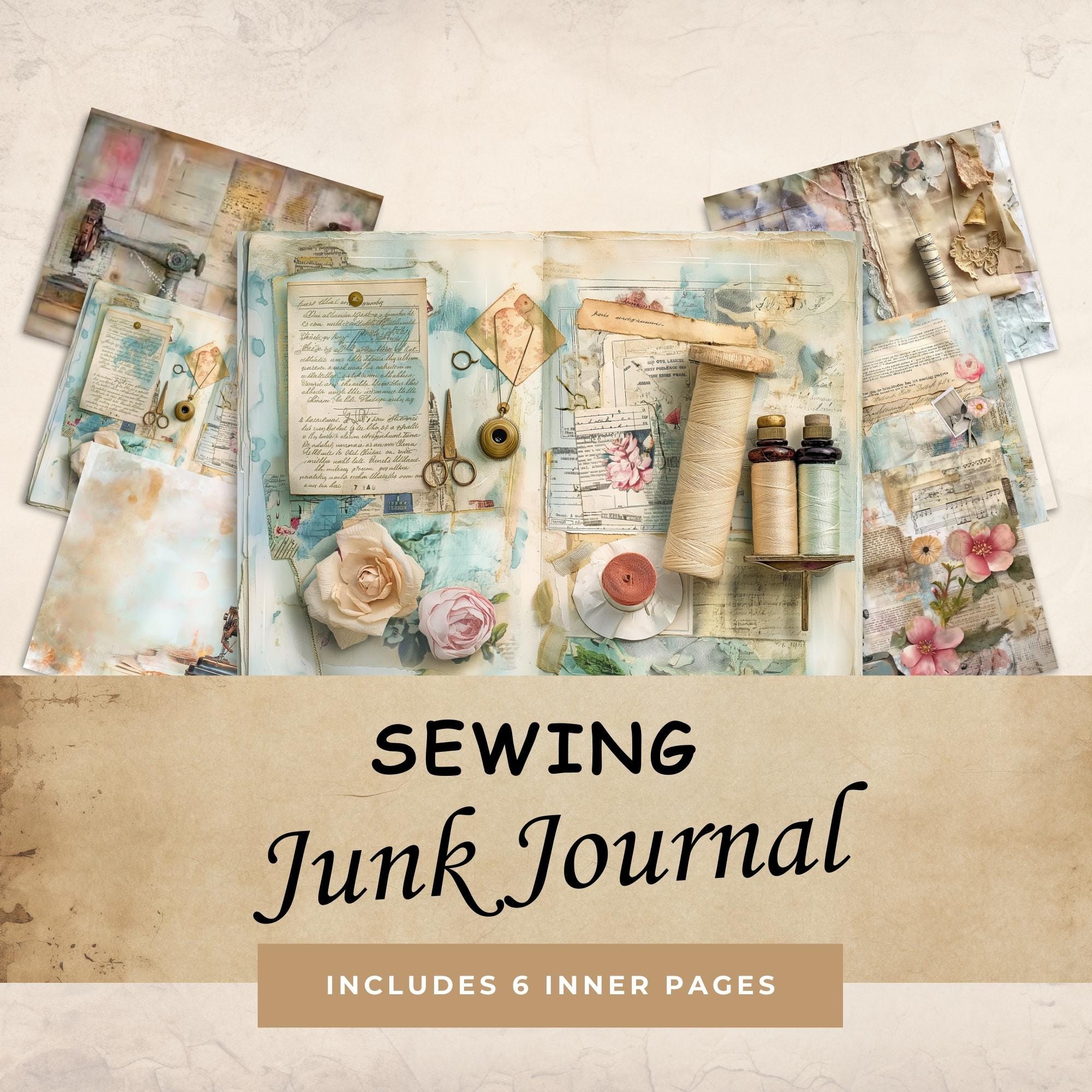 Sewing Theme Junk Journal , Sewing Ephemera ,stiching Themed ...
