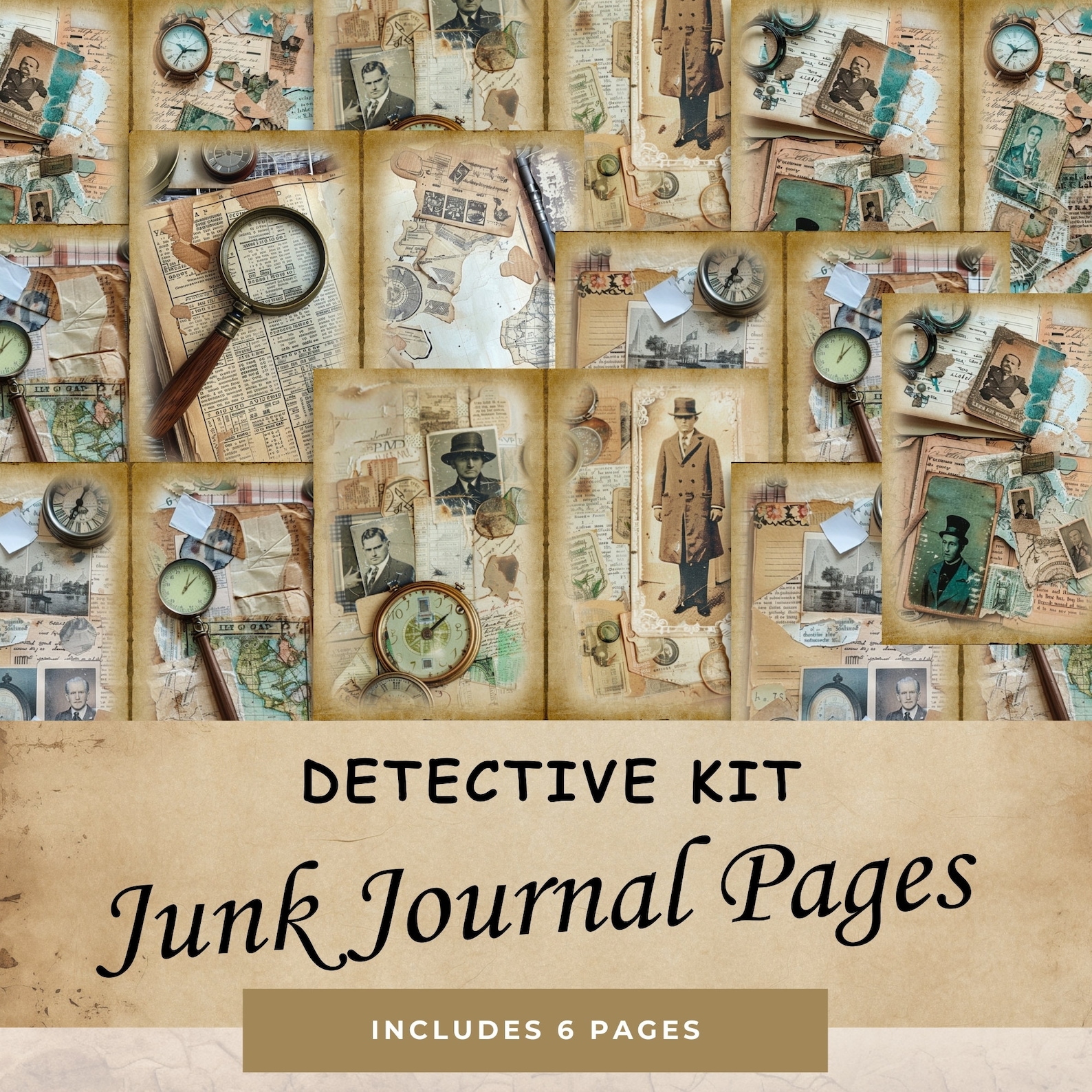 Junk Journal Kit Detective ,printable, Crime Junk Journal, Digital ...