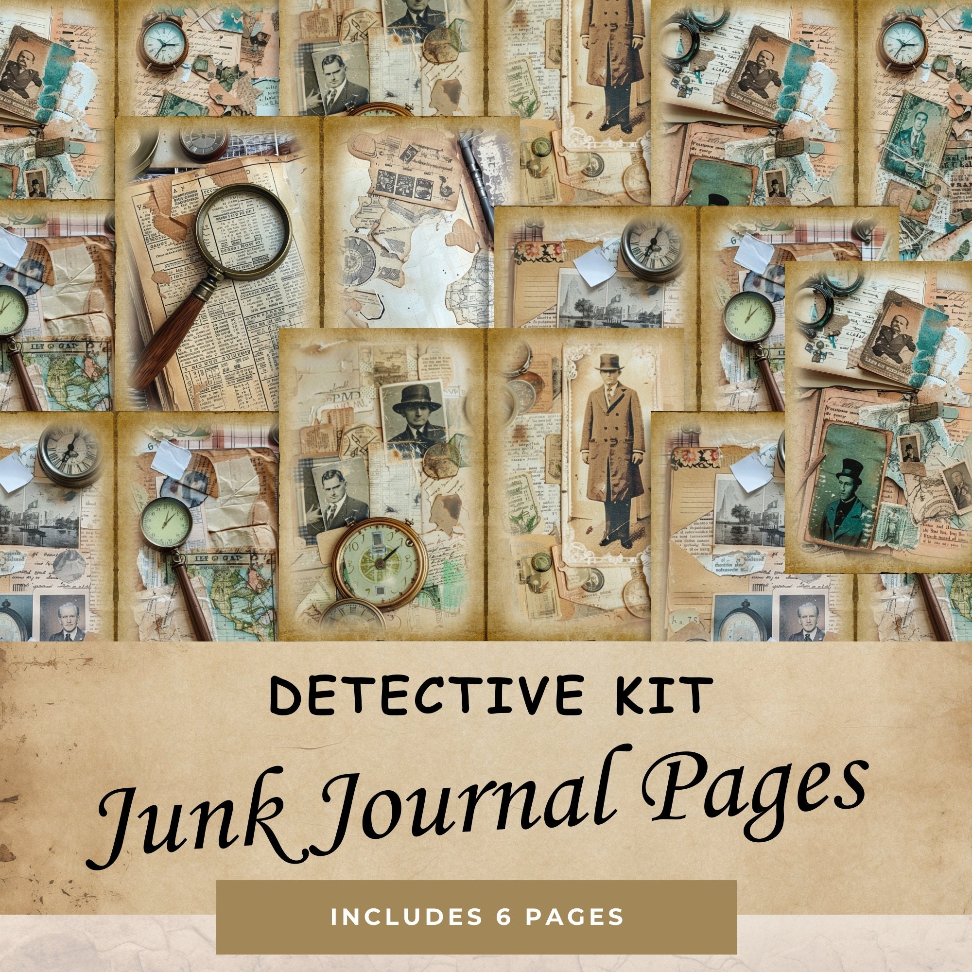 Junk Journal Kit Detective ,printable, Crime Junk Journal, Digital ...