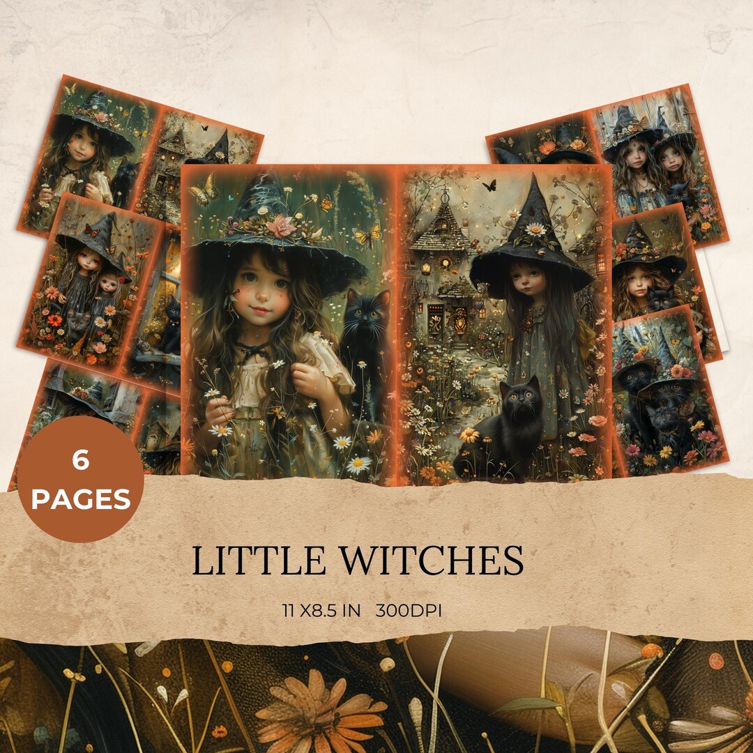 Little Witches Junk Journal Kit Printable,witchy Journal Insert ...