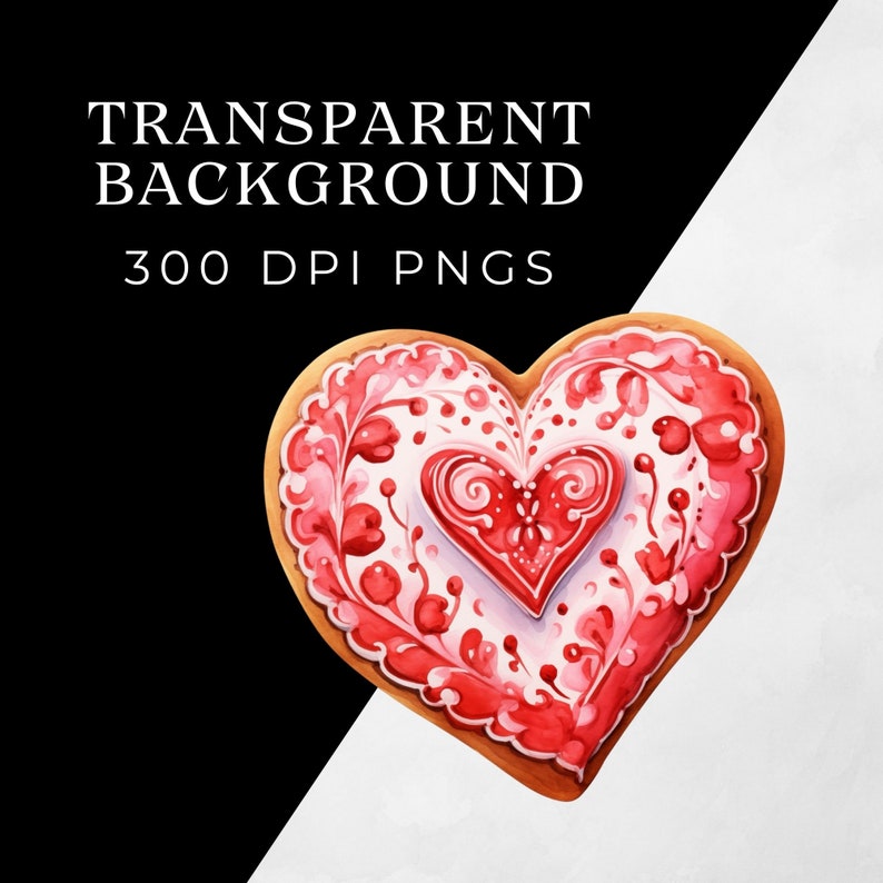 Valentines Cookie Clipart, DIGITAL DOWNLOAD, Watercolor Sugar Cookie ...