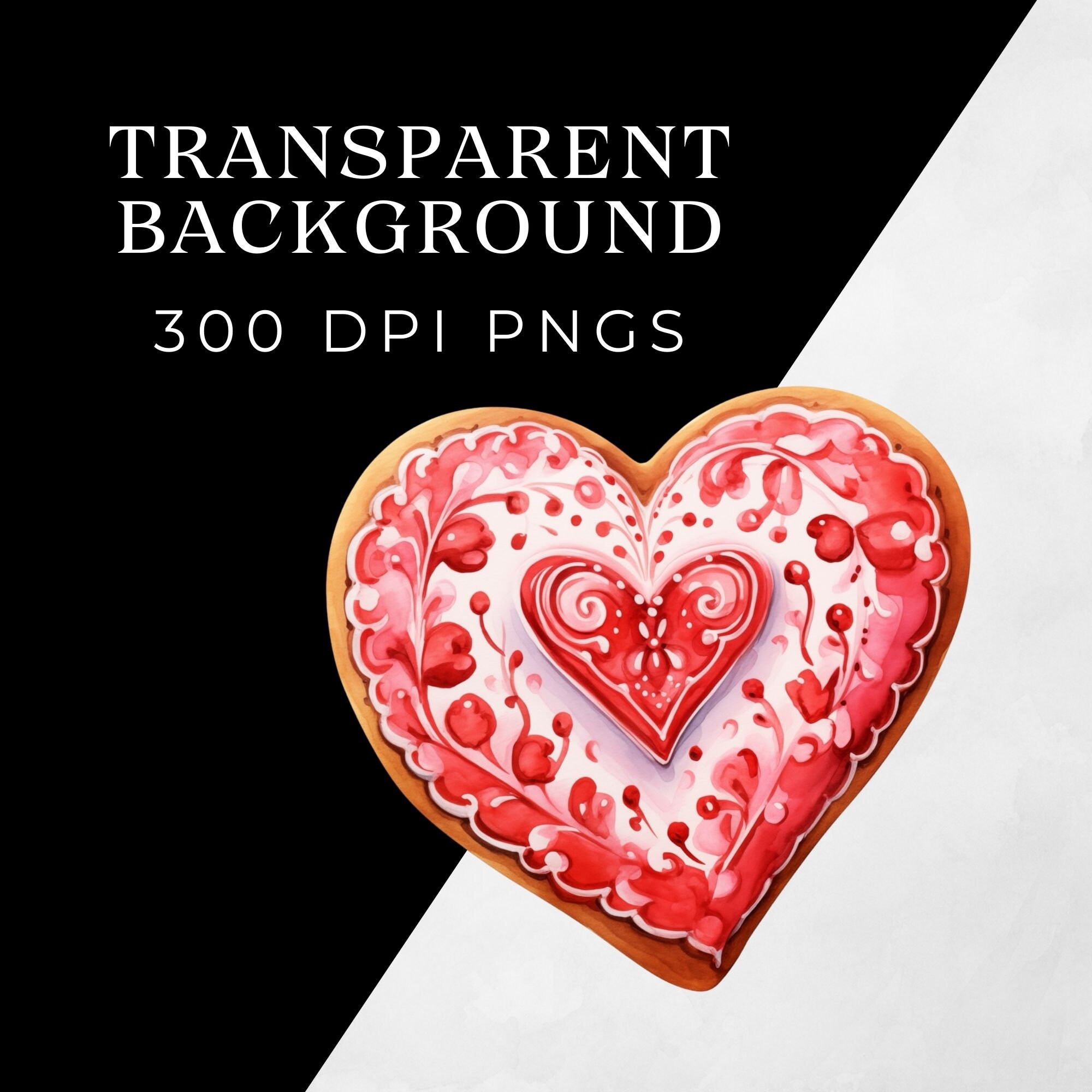 Valentines Cookie Clipart, DIGITAL DOWNLOAD, Watercolor Sugar Cookie ...