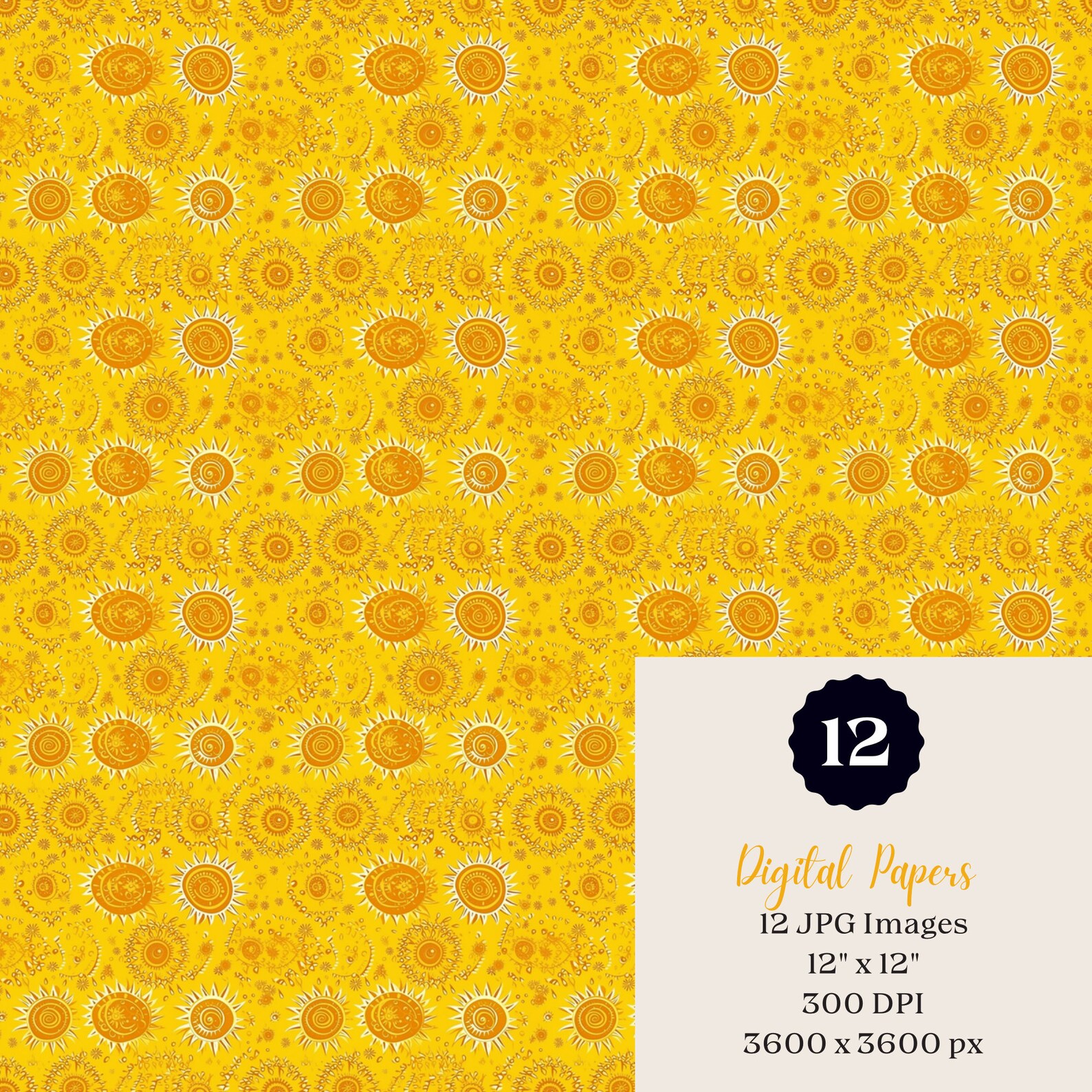Digital Papers Bright Colors With,suns, Sunny Colors ,stylised Suns ...