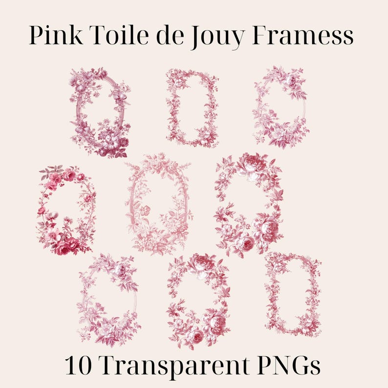 Vintage Pink Frame Clipart,toile De Jouy , Vintage Designs, Wedding ...