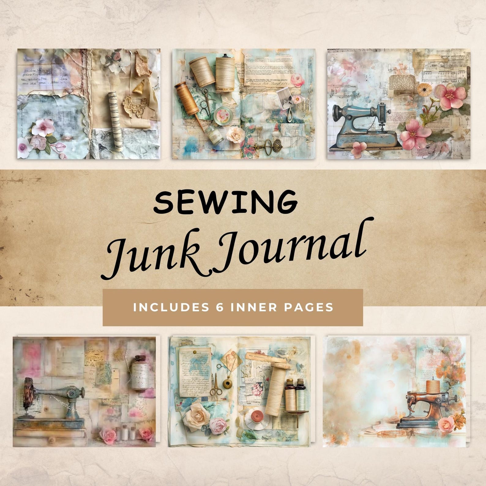 Sewing Theme Junk Journal , Sewing Ephemera ,stiching Themed ...