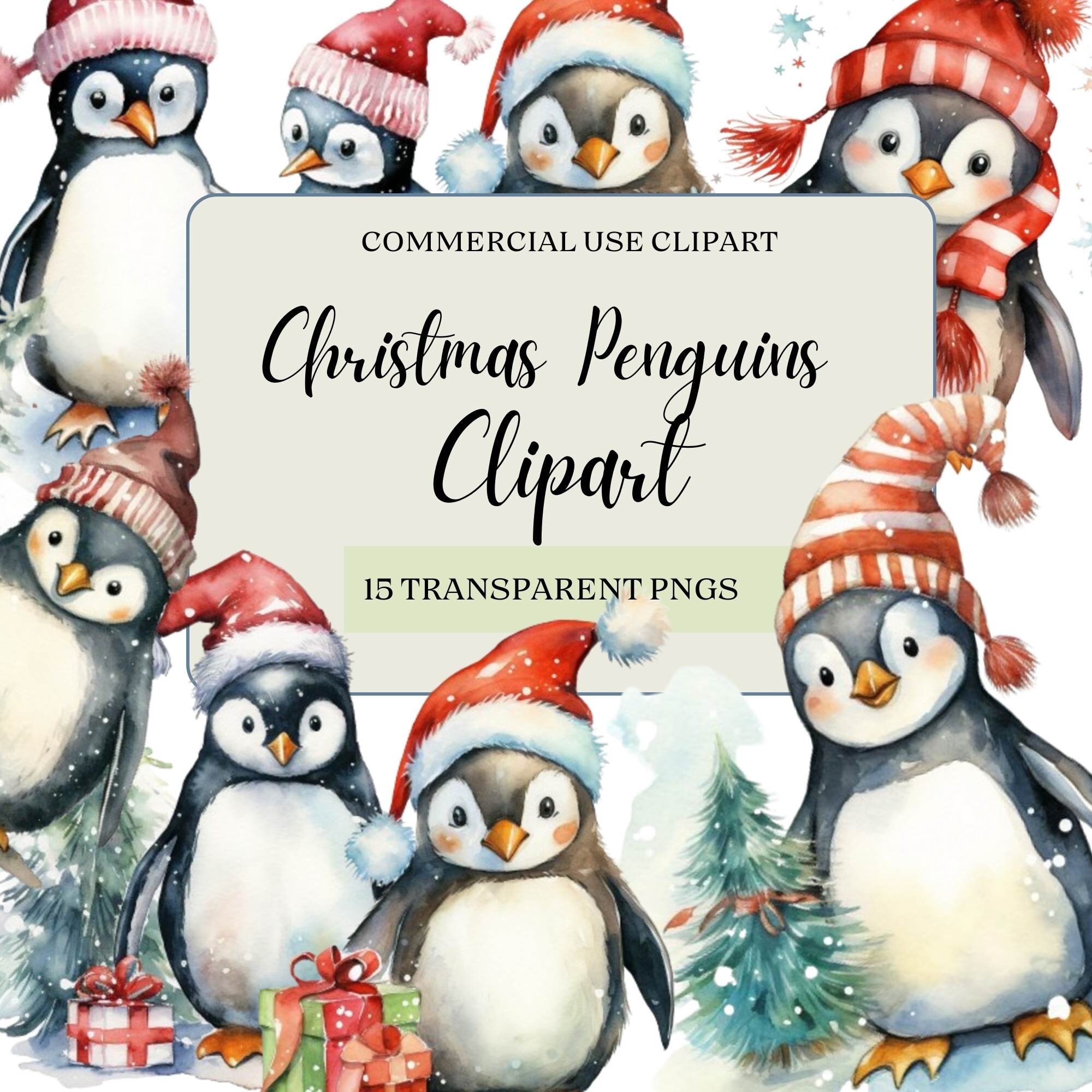 Christmas Penguin Clipart Bundle Cute Penguin Winter Clipart Baby ...