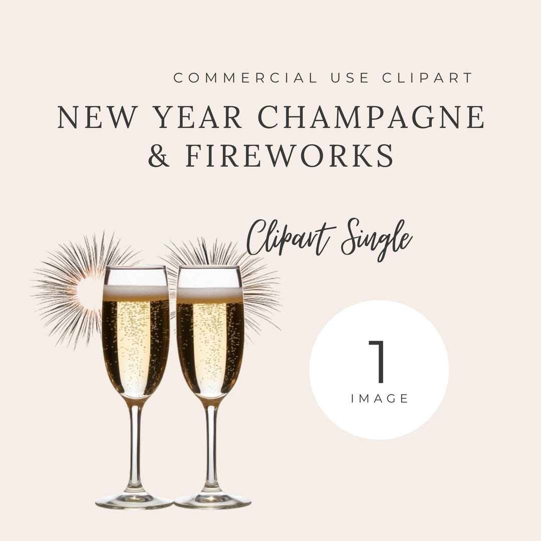 New Year Champagne & Fireworks Clipart Single,happy Holidays,300dpi ...