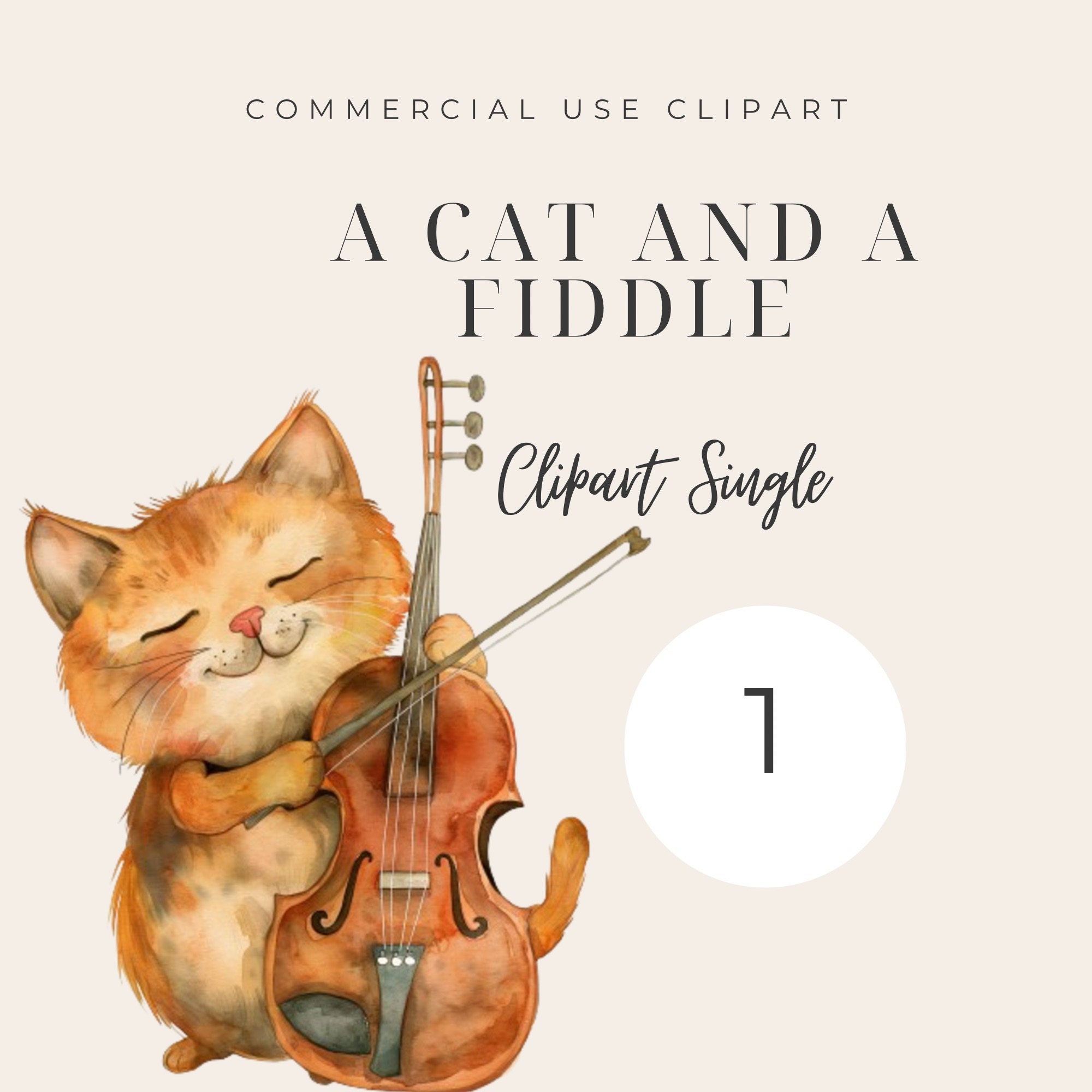A Cat and a Fiddle Clipart Single, Cute Cat , Rhyme ,300dpi Transparent ...
