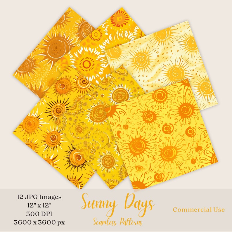 Digital Papers Bright Colors With,suns, Sunny Colors ,stylised Suns ...