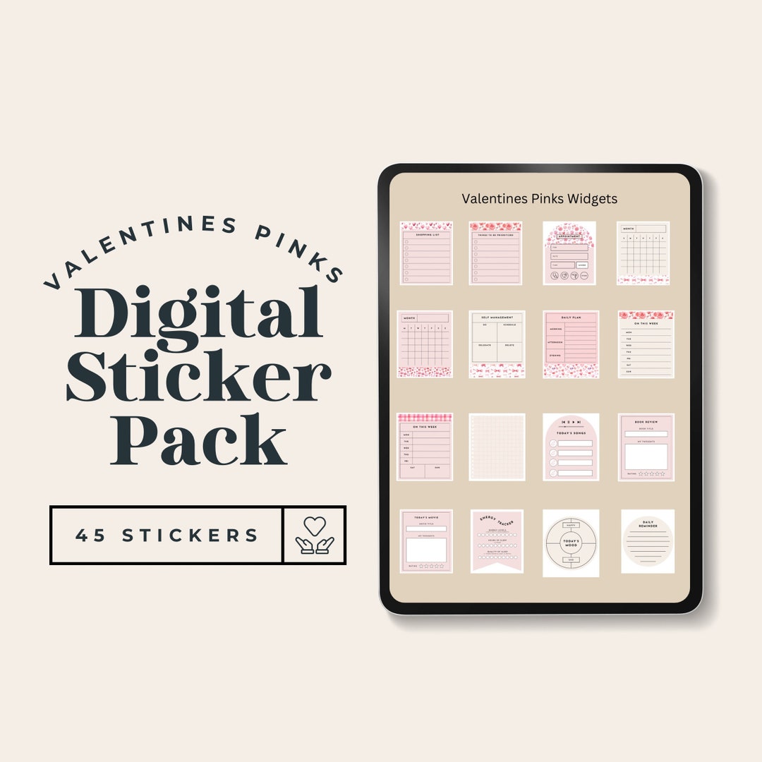 Digital Stickers Widget,valentines Pinks,digital Sticker Book Widget ...