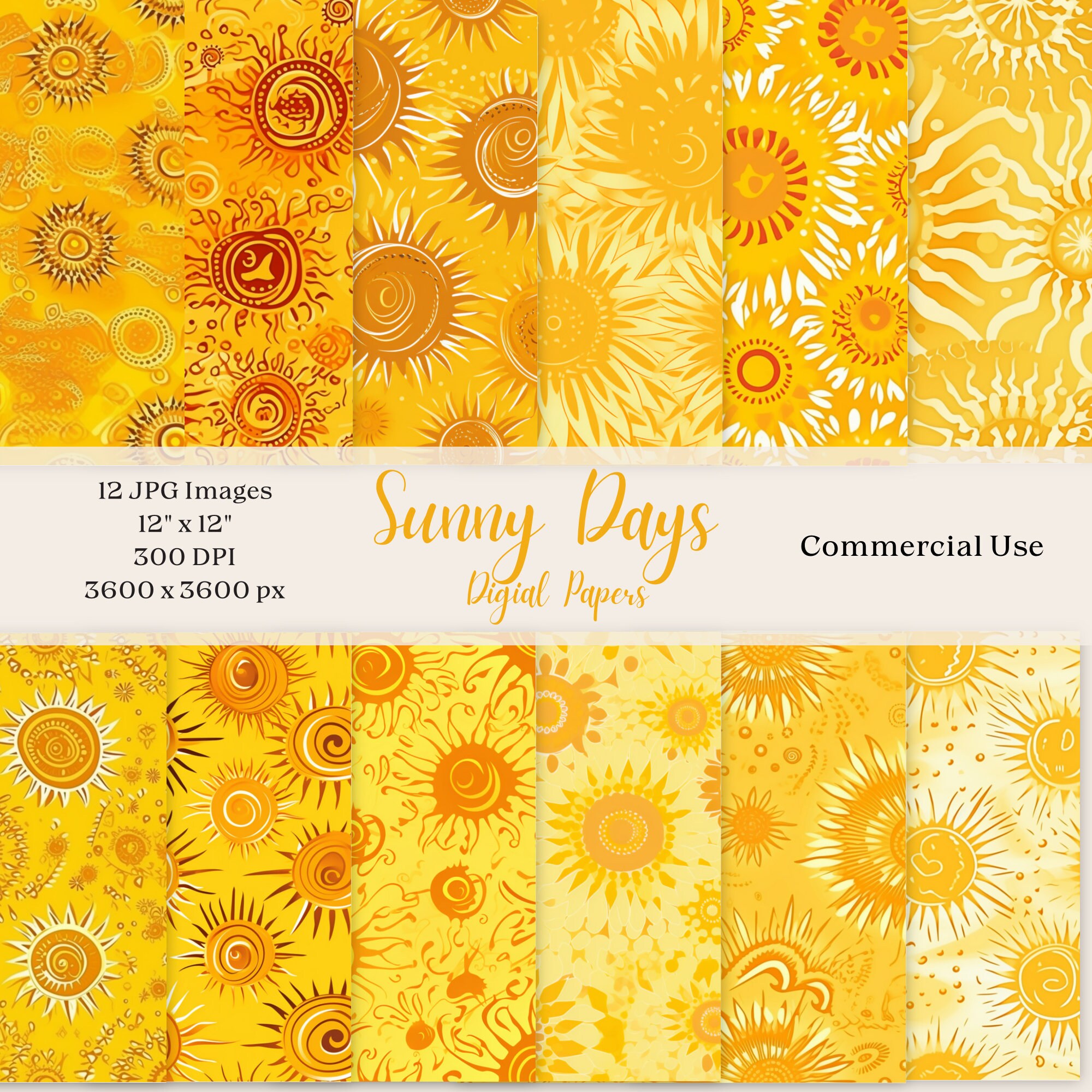 Digital Papers Bright Colors With,suns, Sunny Colors ,stylised Suns ...