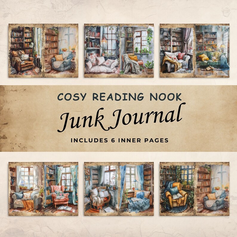 Reading Nook Junk Journal Printables, Digital Book Ephemera, Cozy Book ...