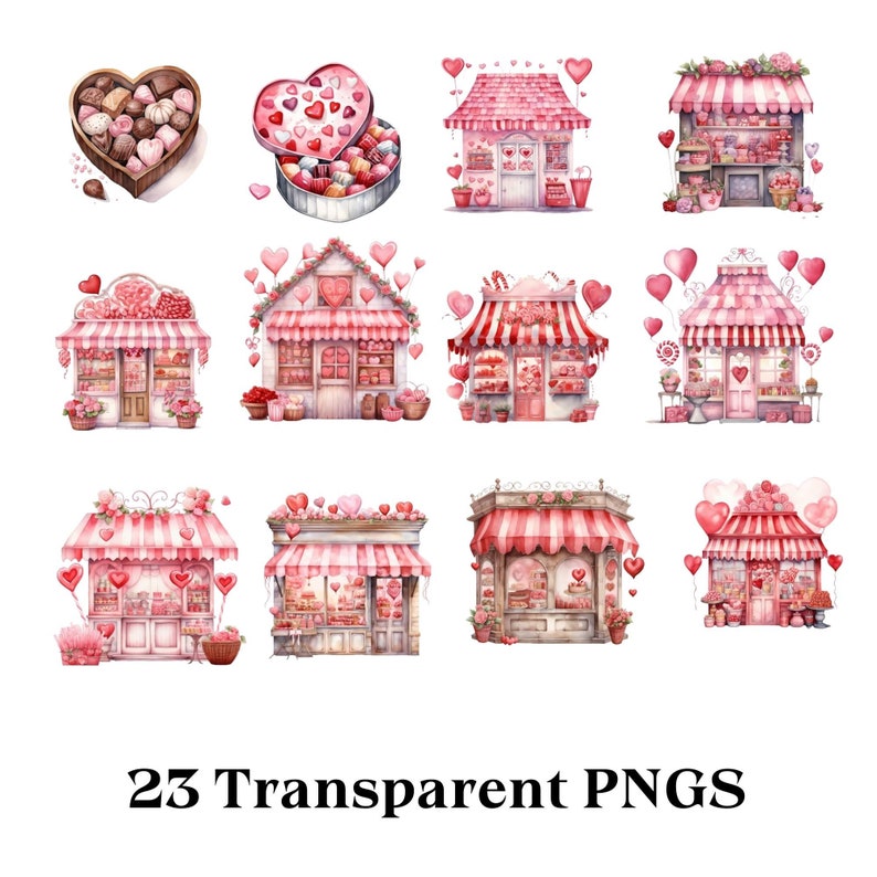 Valentines Candy Shop Clipart, 23 PNG Valentines Day Clipart, Valentines Day Bundle, Valentines ...