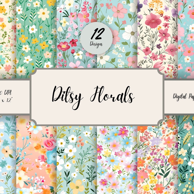 Digital Floral Paper - Etsy