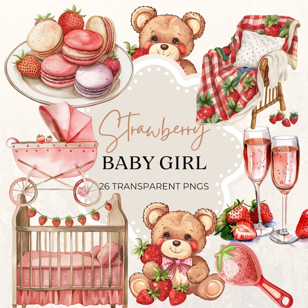 Strawberry Baby Girl Clipart , Strawberry Party, Strawberry Baby Shower ...