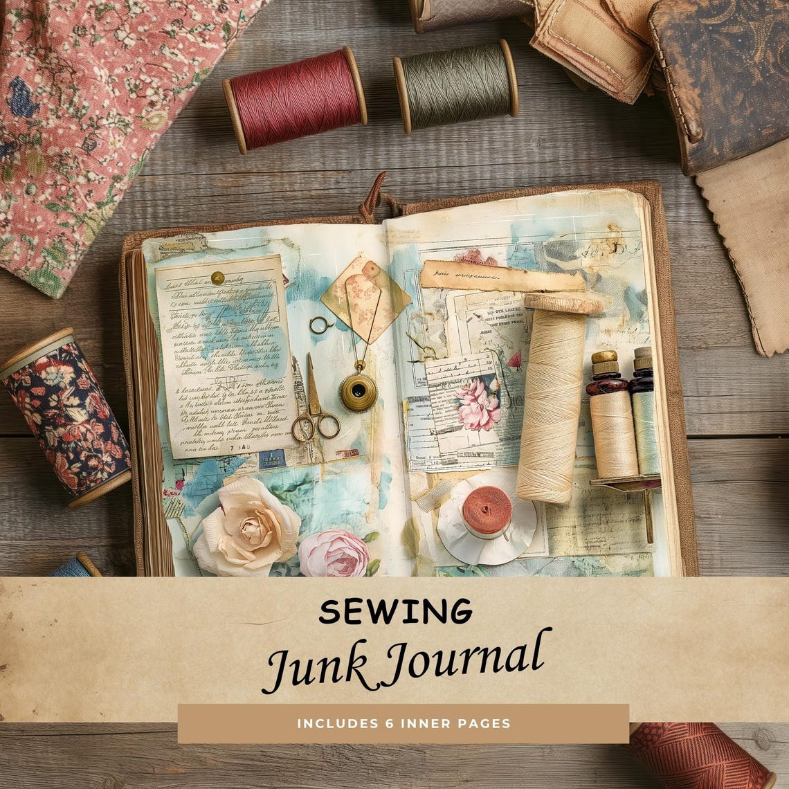 Sewing Theme Junk Journal , Sewing Ephemera ,stiching Themed ...