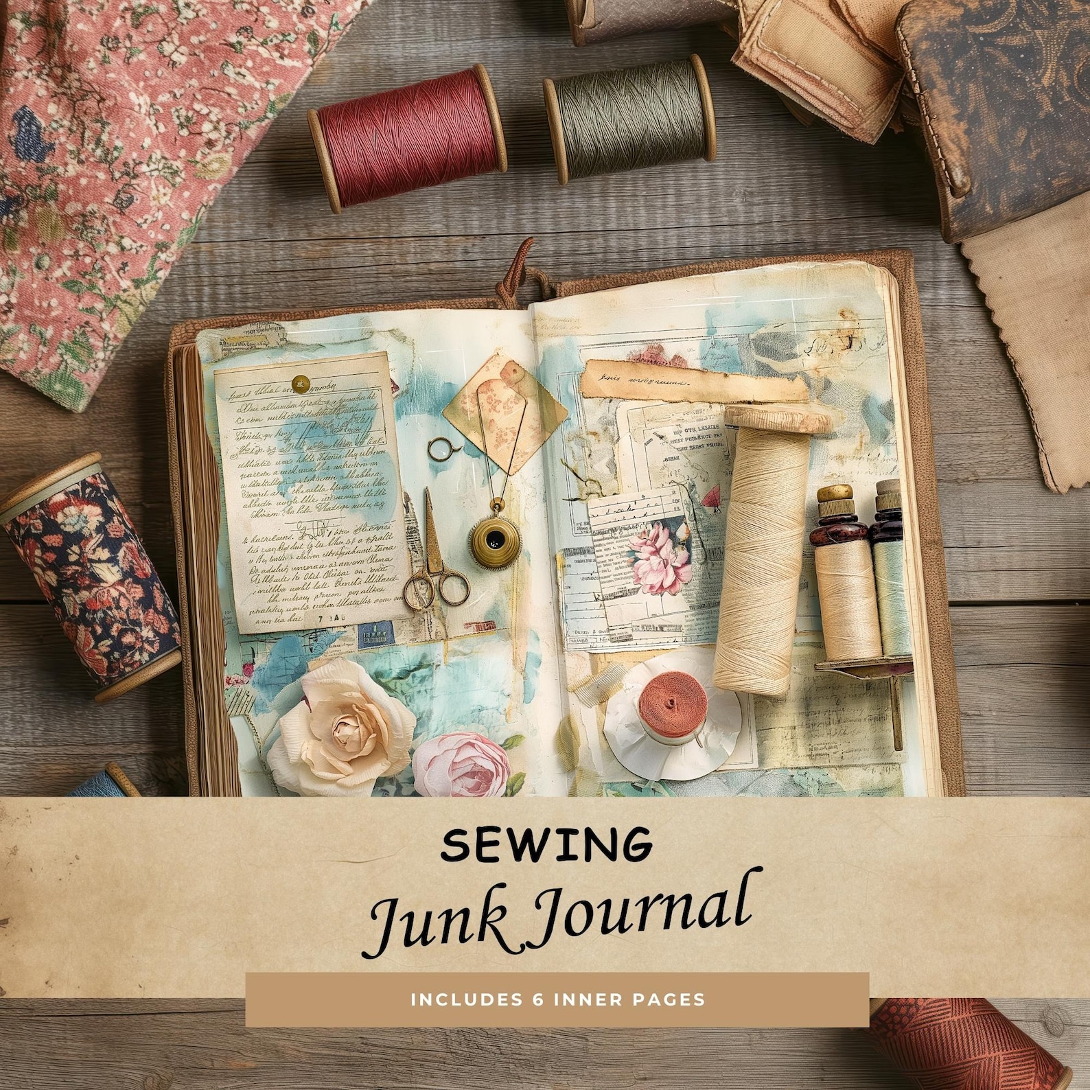 Sewing Theme Junk Journal , Sewing Ephemera ,stiching Themed ...