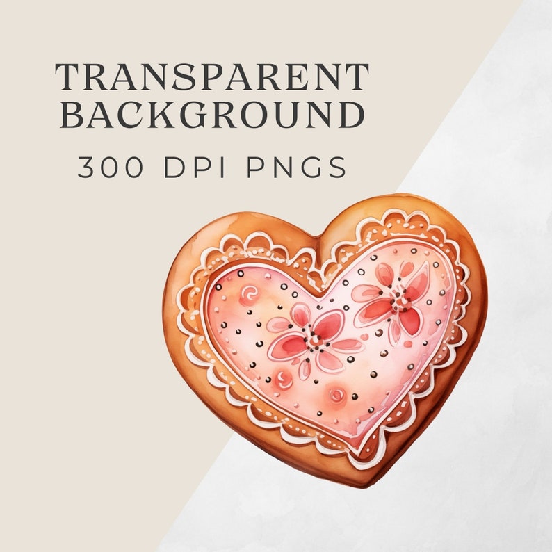 Valentines Cookie Clipart, DIGITAL DOWNLOAD, Watercolor Sugar Cookie ...