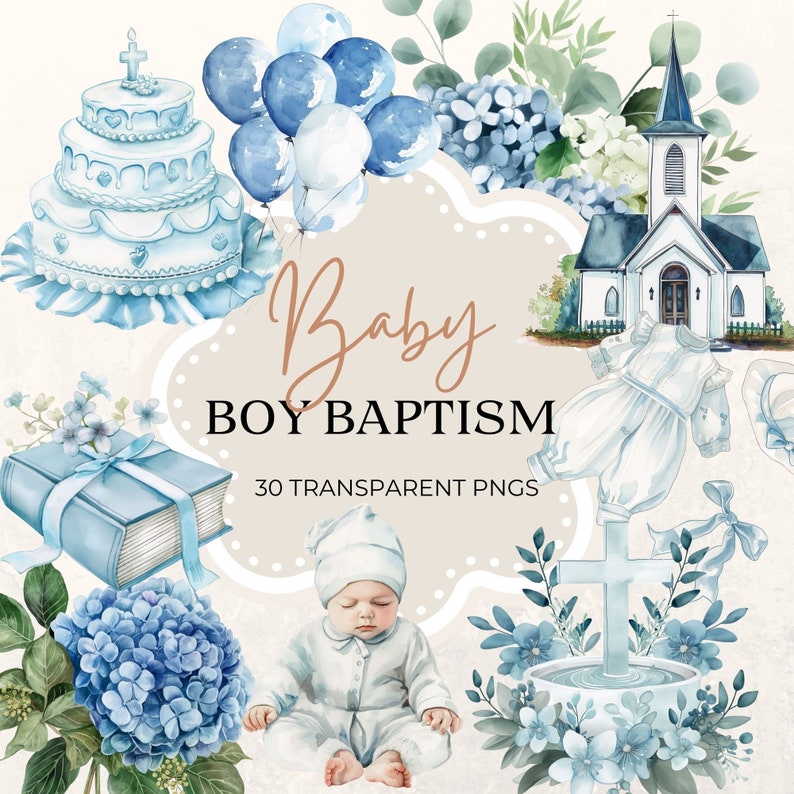 Baby Boy Baptism Clipart, Religious Clip Art, Christening Graphics ...