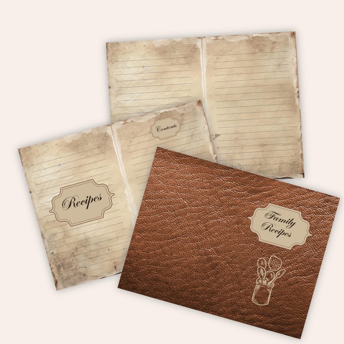 Family Recipes Junk Journal Kit, Recipe Journal Printables, Editable ...