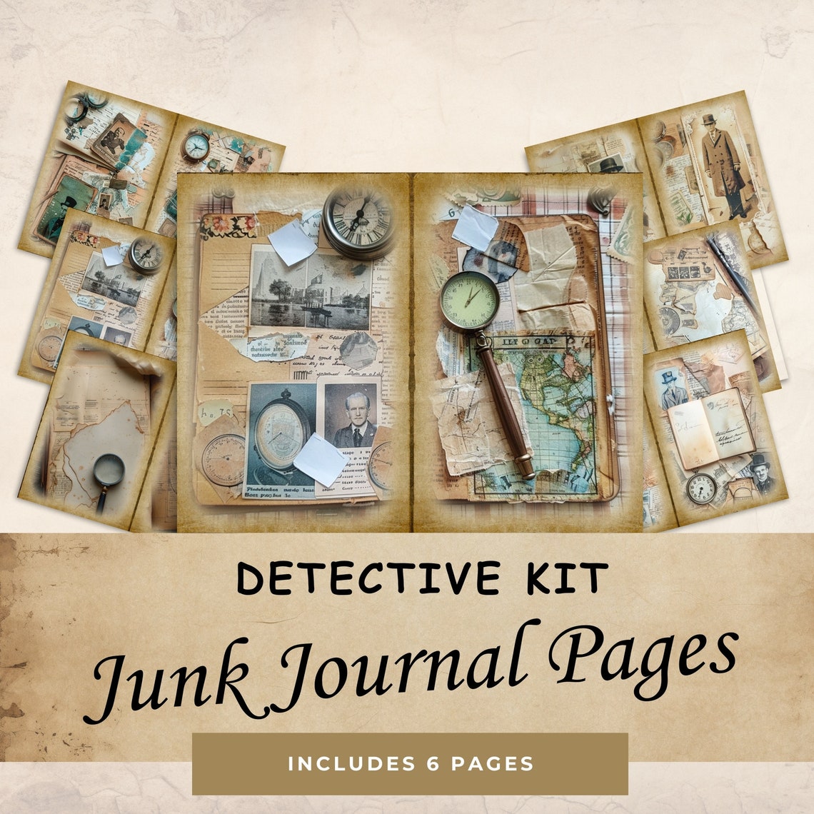 Junk Journal Kit Detective ,printable, Crime Junk Journal, Digital ...
