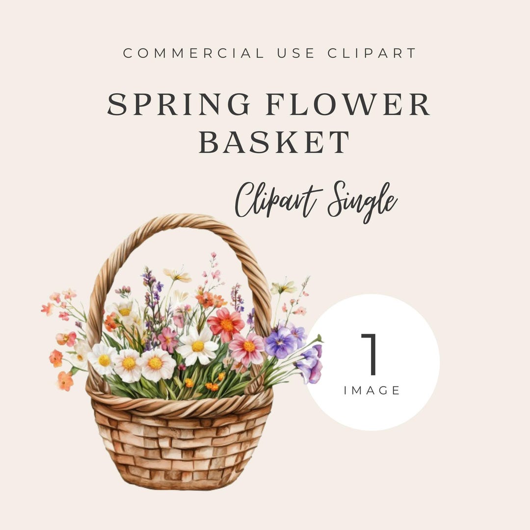Spring Flower Basket Clipart Single, Quality Transparent Png,watercolor ...