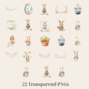 Cute Easter Bunny Clipart, DIGITAL DOWNLOAD, Pastel Watercolor Spring ...