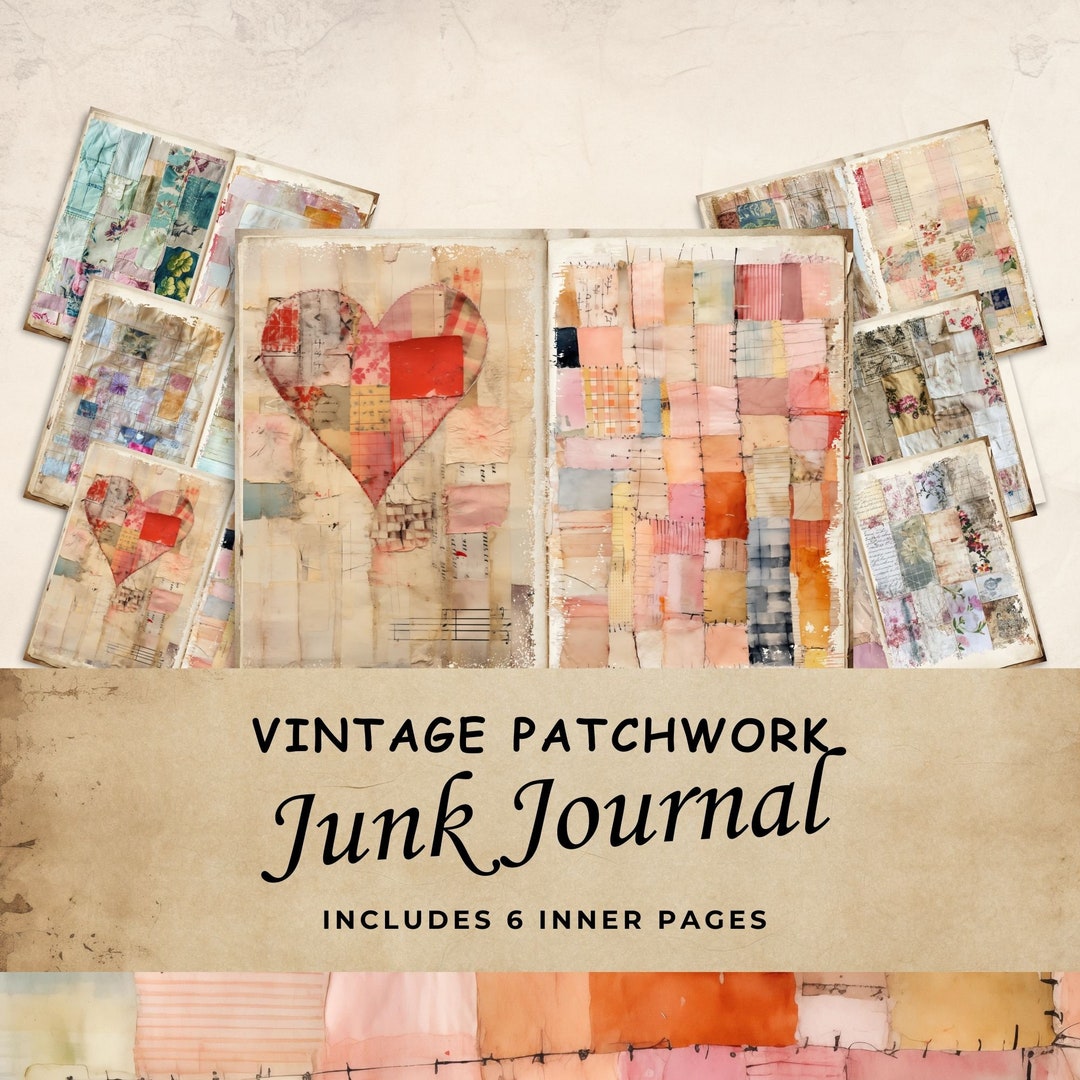 Vintage Patchwork Junk Journal Papers, Hippie Patchwork Paper Pack, Digital Download ...
