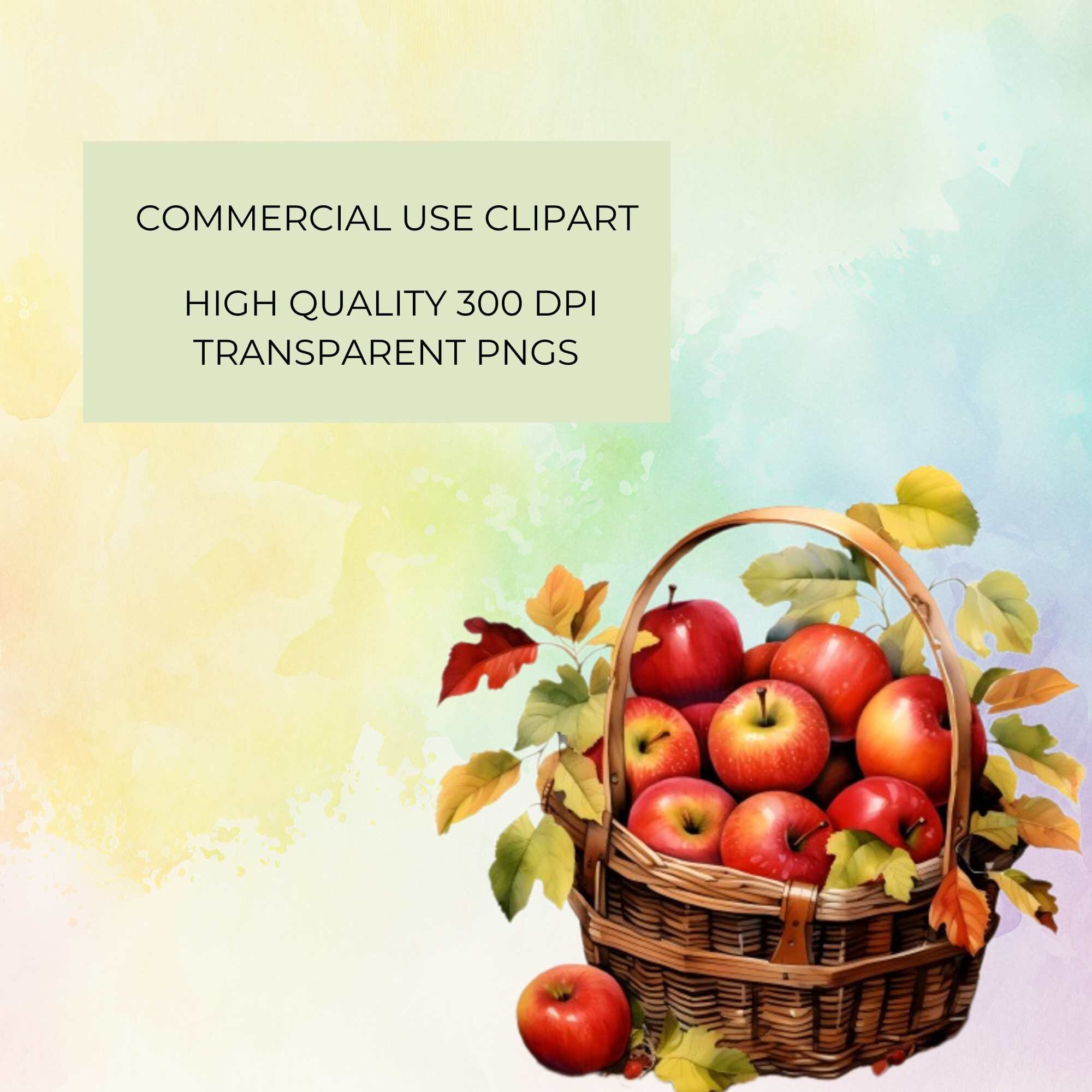 Apple Clipart Pack,12 Transparent Pngs,red Watercolor Apple Clipart ...