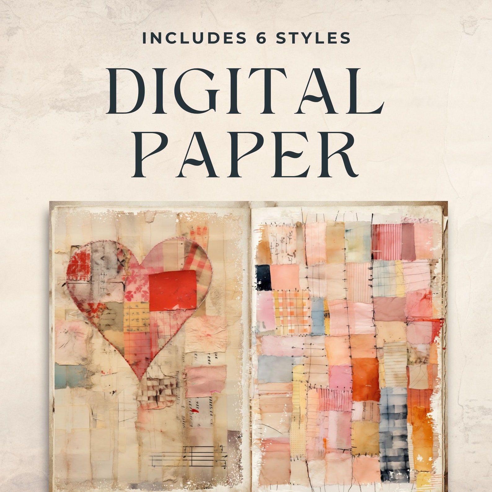 Vintage Patchwork Junk Journal Papers, Hippie Patchwork Paper Pack, Digital Download ...