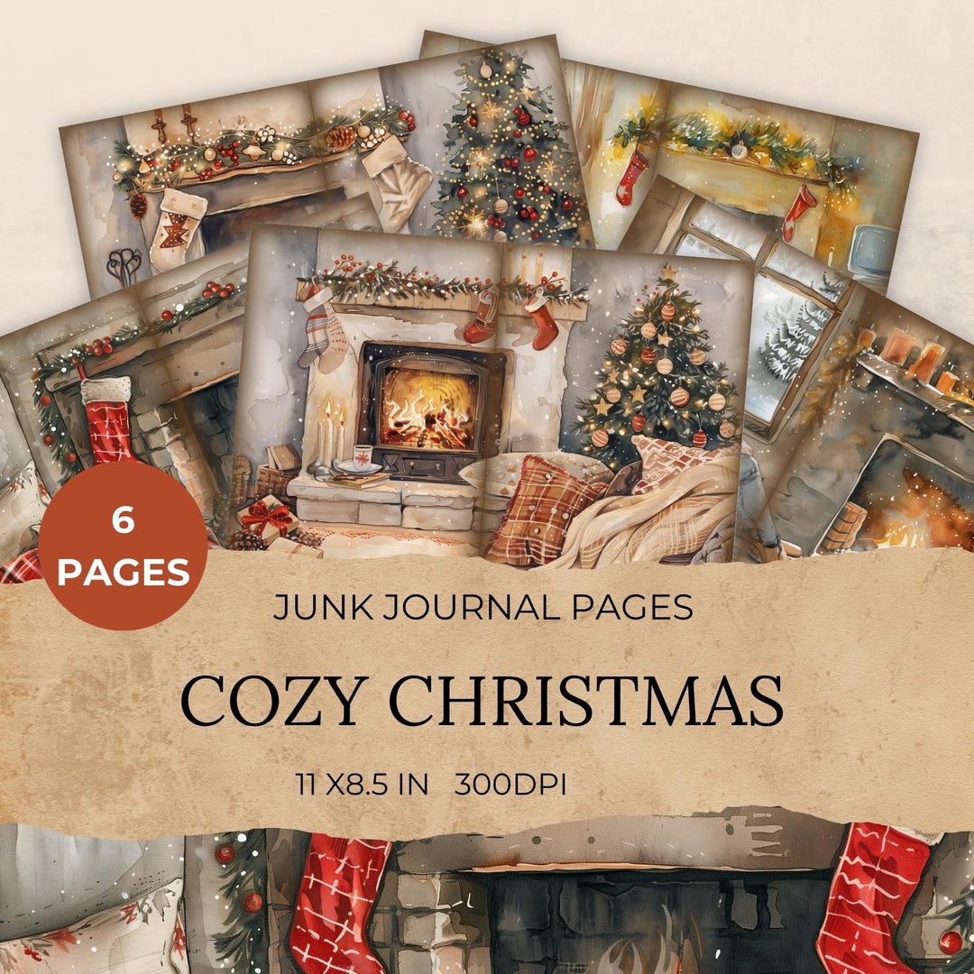Cosy Christmas Junk Journal Kit, Merry Christmas Junk Journal Pages ...