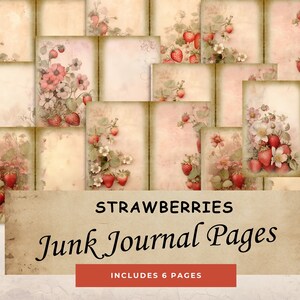 Strawberries Junk Journal Kit, Vintage Style Fruit Journal Page ...