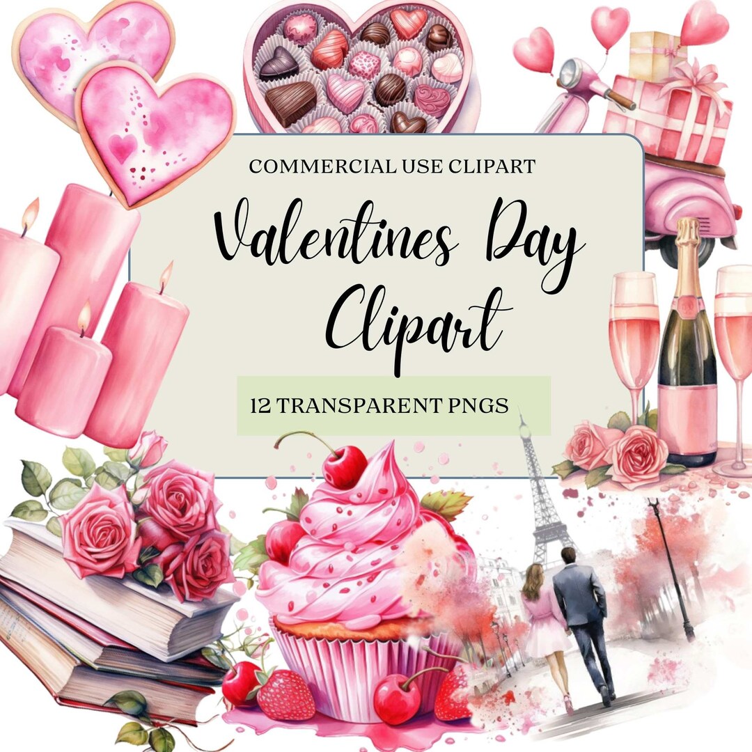 Watercolor Valentine's Day Clipart | Red Roses, Love Notes, Romantic ...