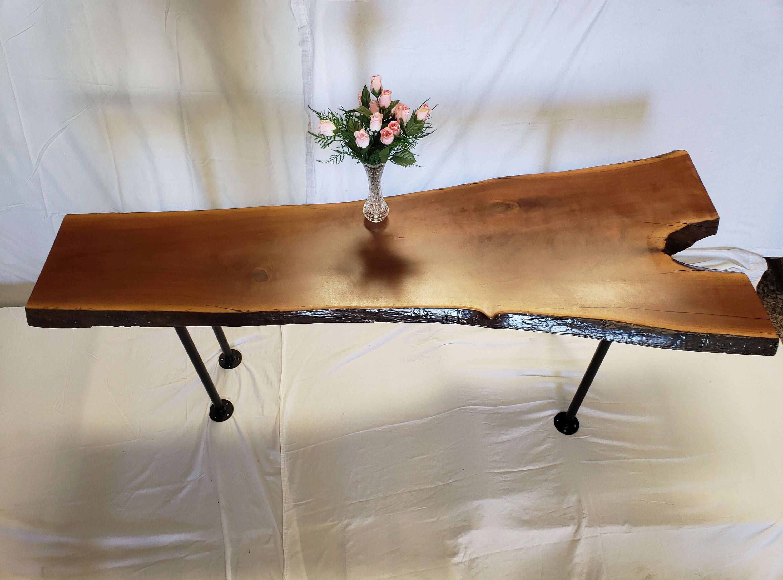 Live Edge Black Walnut Dining Table Black Steel Legs Amish - Etsy