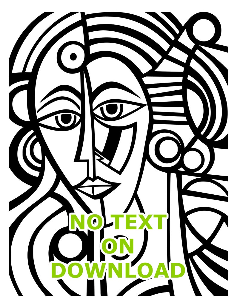 Coloring Book Pages: Faces! Picasso (60) / Adult Man Woman Diverse ...