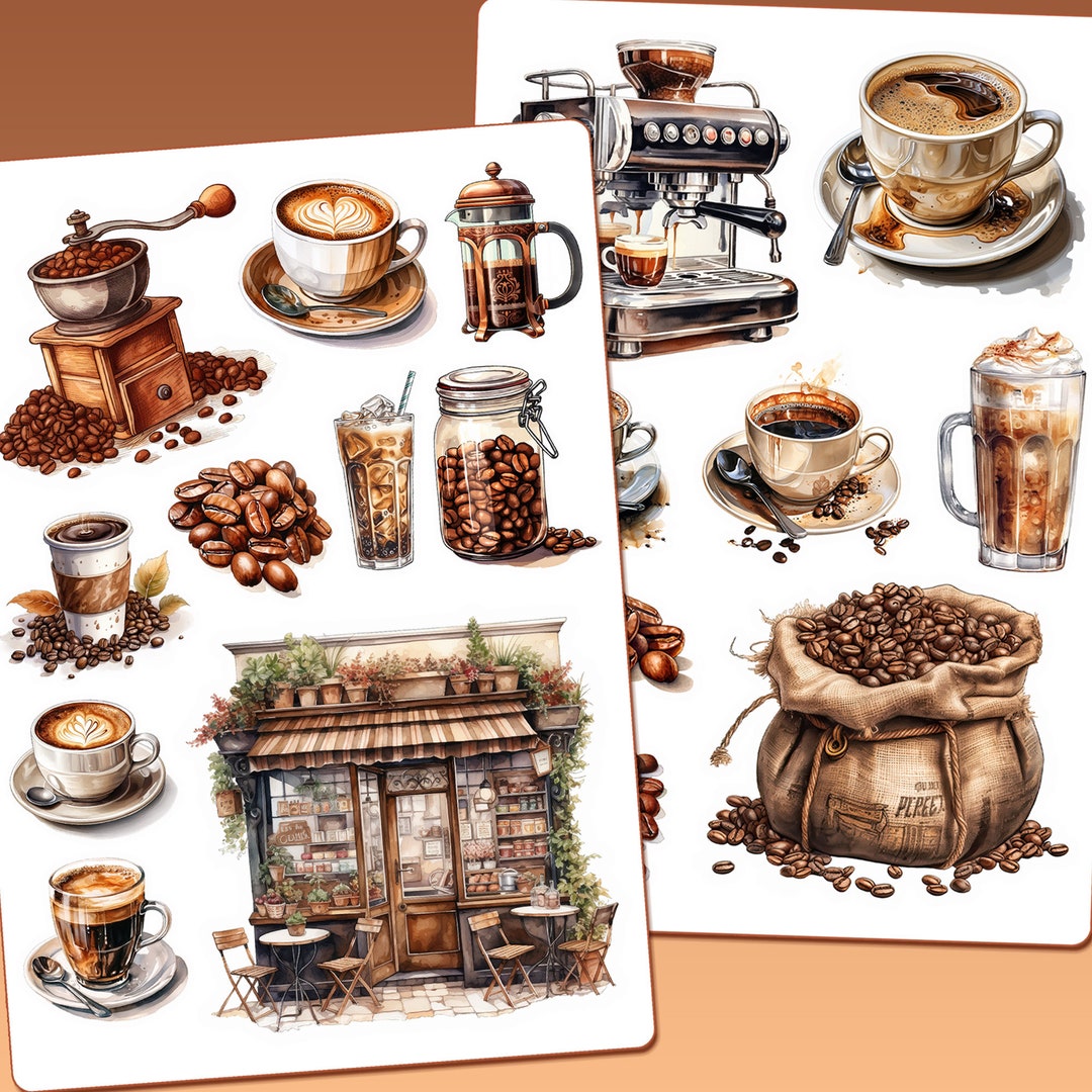 Coffee Theme Sticker Boards - Etsy