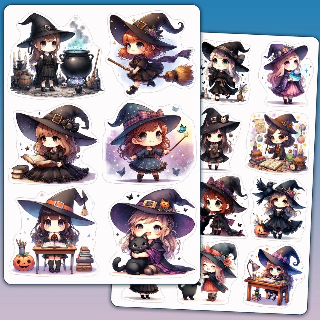 Chibi Witches Theme Sticker Boards - Etsy
