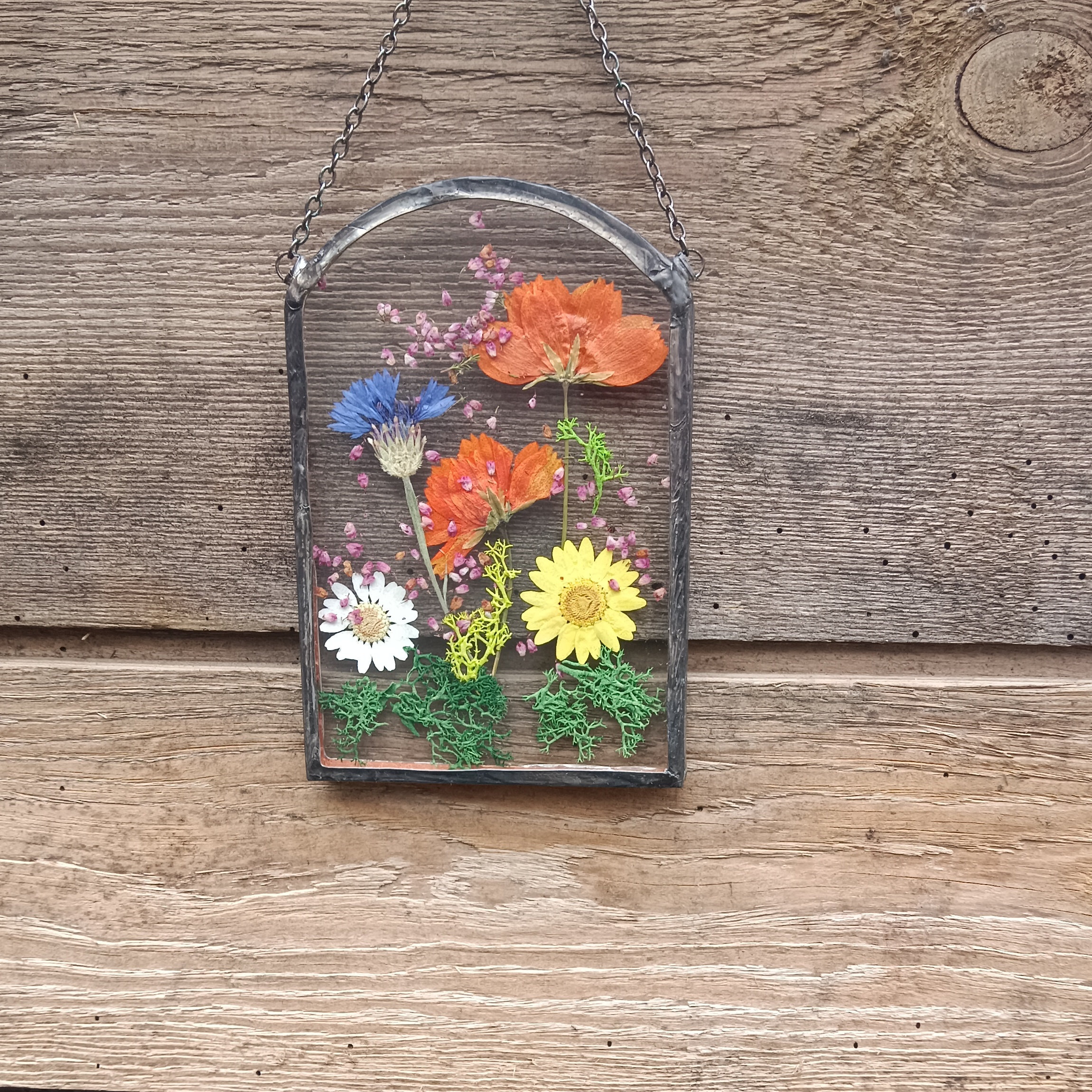 Floral Meadow Herbarium Glass Natural Flowers Stained Glass Dried ...