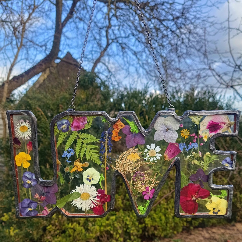 Large Pressed Flower Frame, Custom Letter Real Pressed Flower Art ...