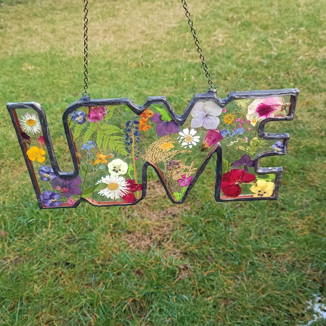 Large Pressed Flower Frame, Custom Letter Real Pressed Flower Art ...