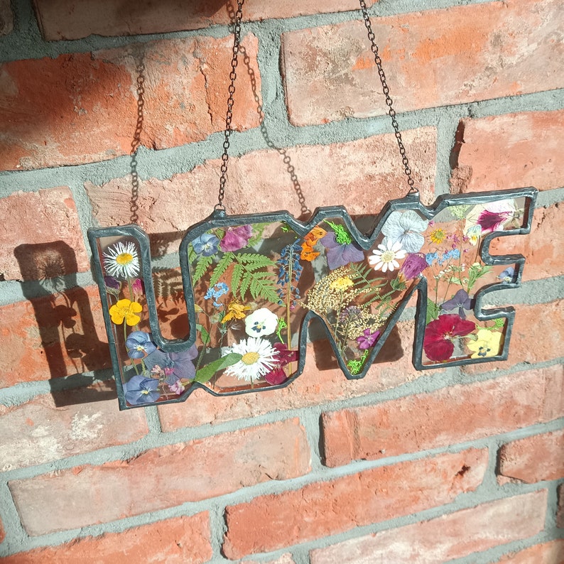 Large Pressed Flower Frame, Custom Letter Real Pressed Flower Art ...