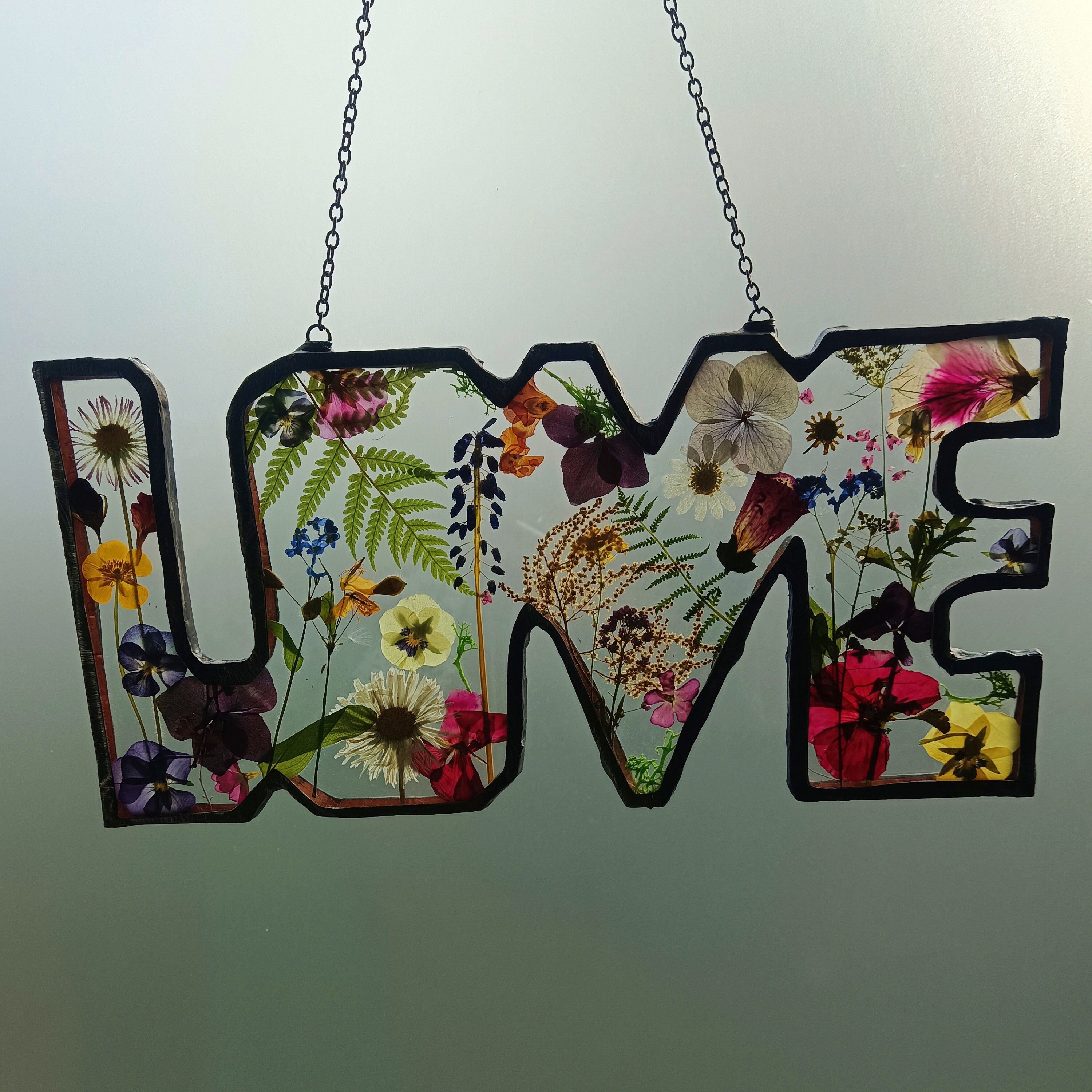 Large Pressed Flower Frame, Custom Letter Real Pressed Flower Art ...