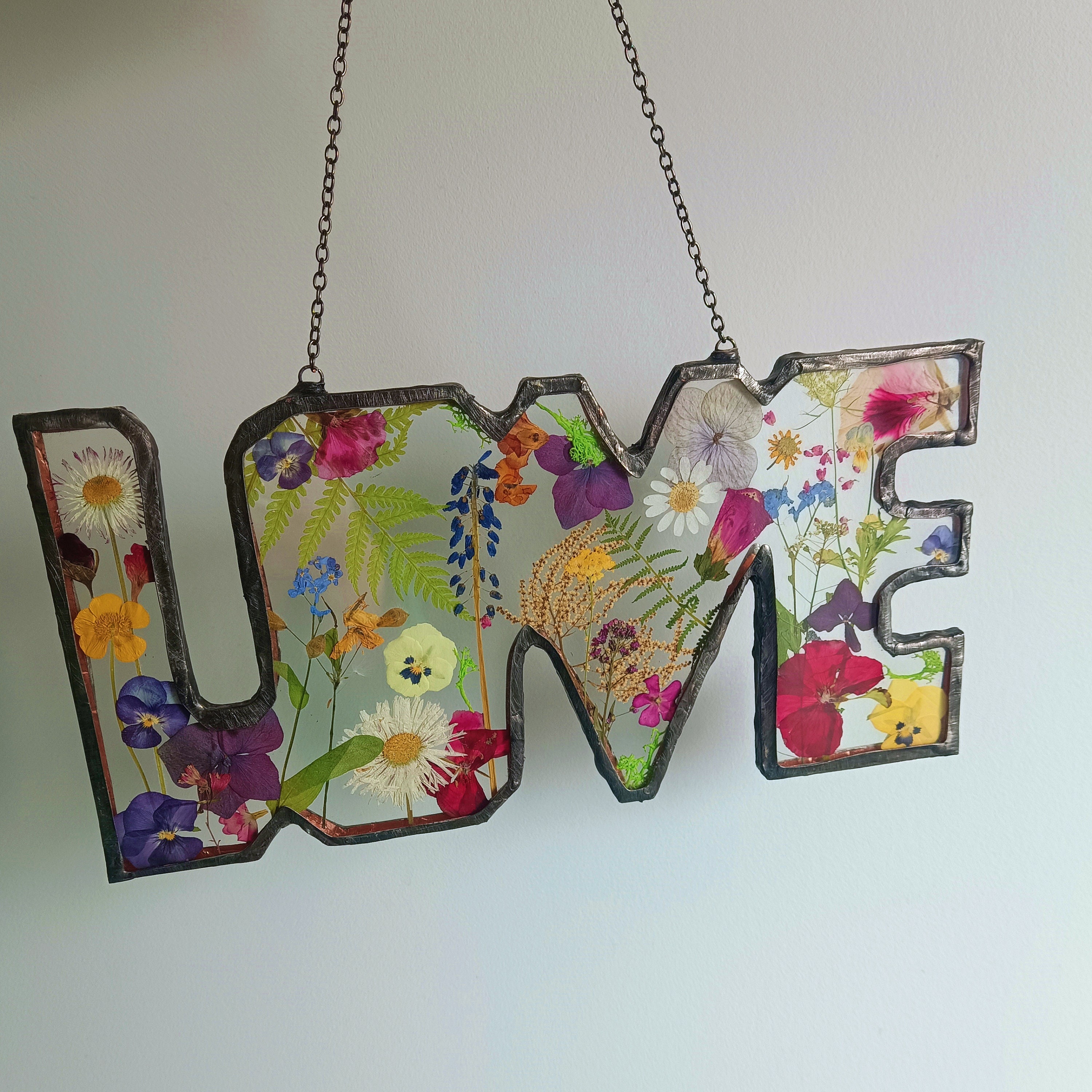 Large Pressed Flower Frame, Custom Letter Real Pressed Flower Art ...